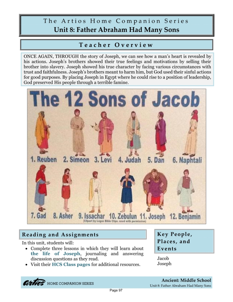 UNIT 8: Father Abraham Had Many Sons – Artios Home Companion UNIT 8: Father Abraham Had Many Sons – Artios Home Companion